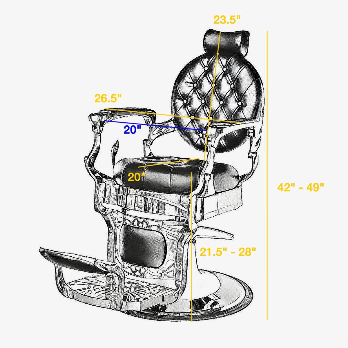 "THEODORE" Black & Gold Barber Chair, "THEODORE" Golden Barber Chair ...