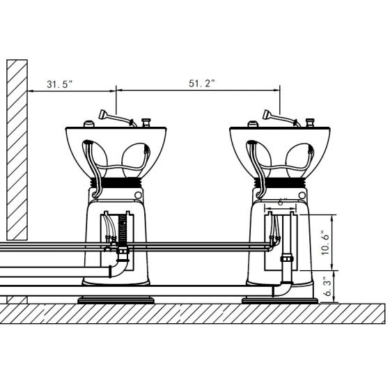 "CARIBBEAN" Shampoo Backwash Pedestal - Compact Shampoo Bowl, Compact ...