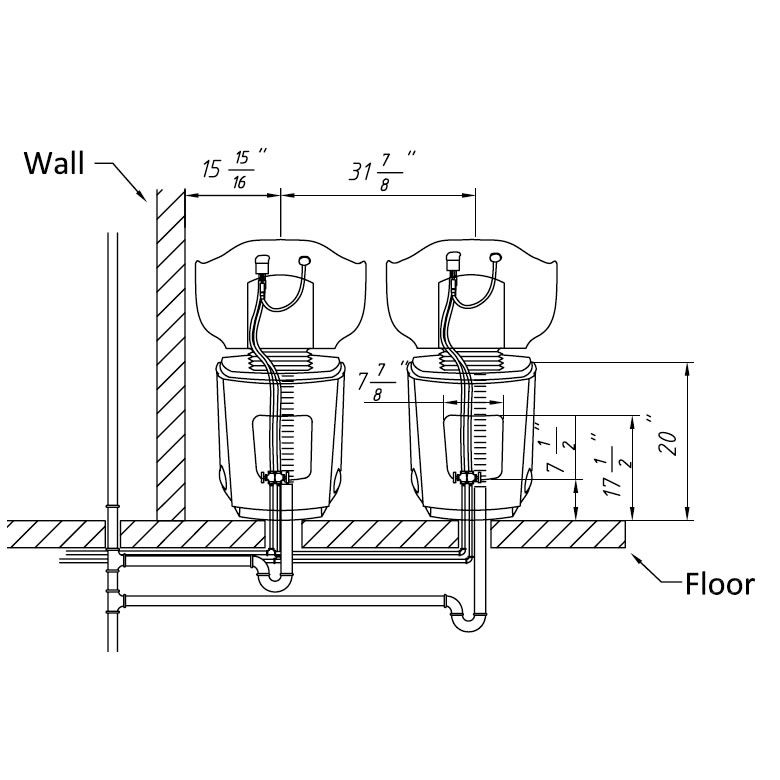 "SANTORINI" Shampoo Backwash Unit With Stainless Base
