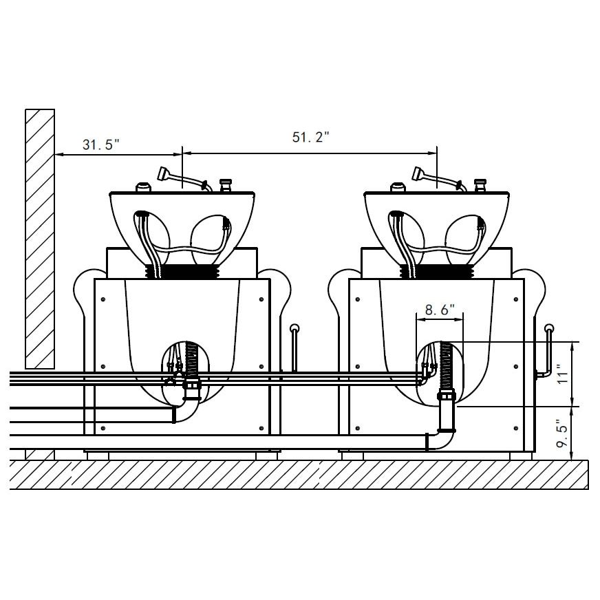 "GONZAGA" Luxury Salon Wash Station, "GONZAGA" Salon Shampoo Station